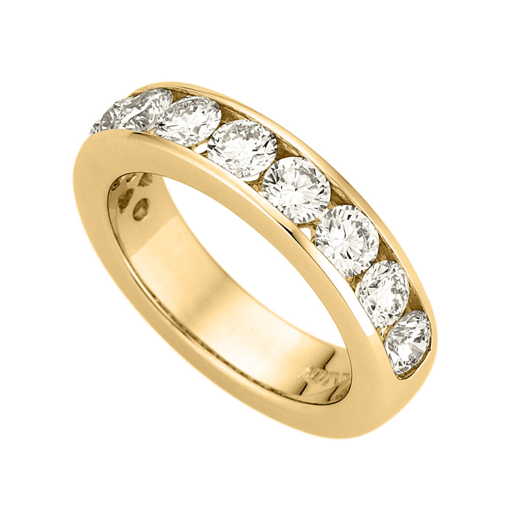 Large Diamond Channel Set Ring in Yellow Gold | Made in Australia
