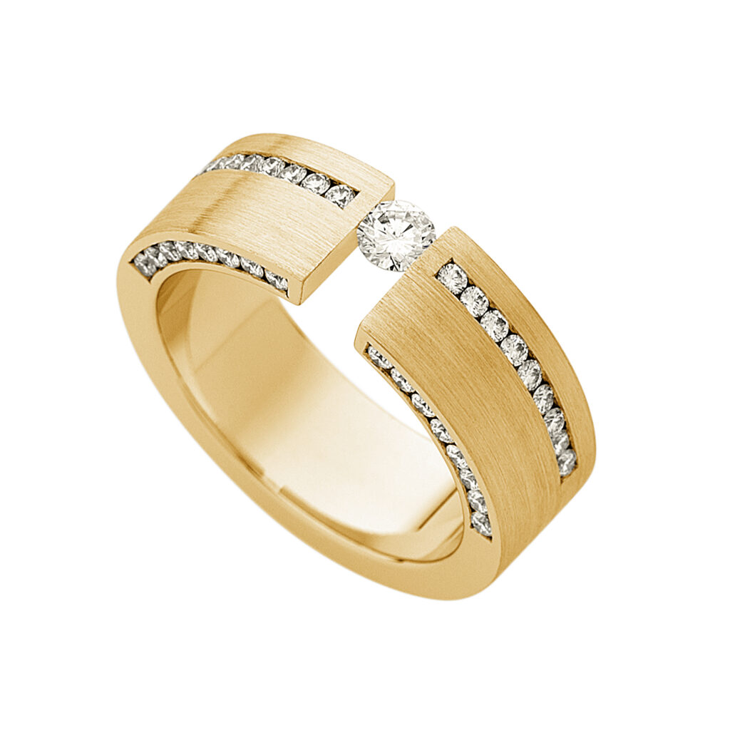 Tension Set Diamond with Channel Setting in Yellow Gold | Made in Australia
