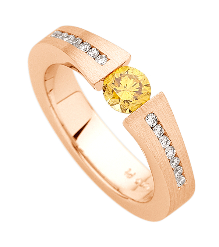 Yellow Diamond Tension Ring With Channel Setting in Rose Gold | Made in ...