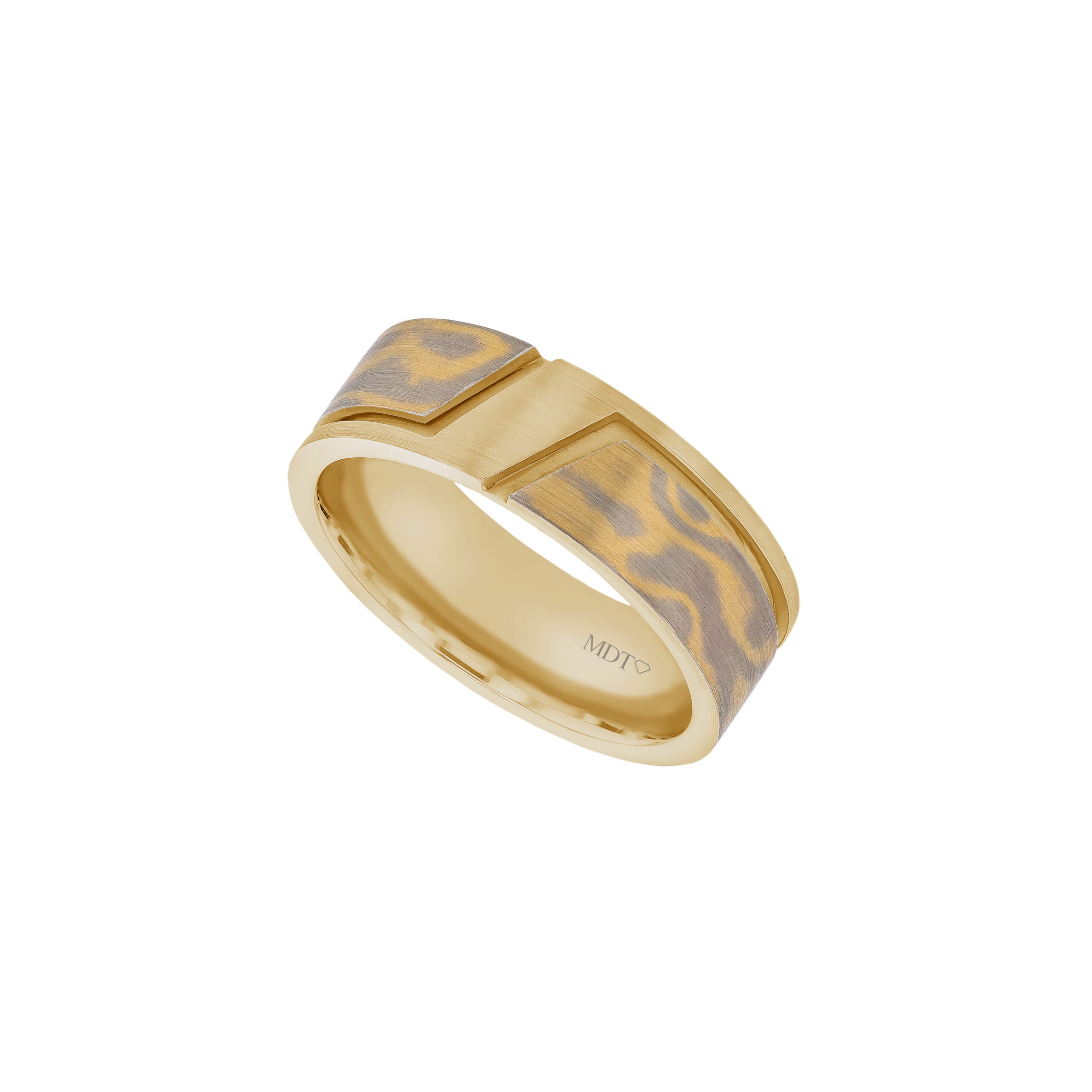 Mokume Gane Angled Groove Ring in Yellow Gold | Made in Australia