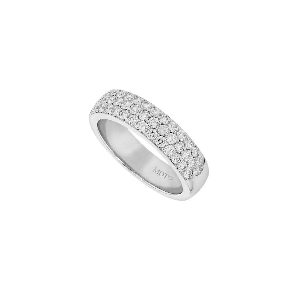 Three Row Pave Set Diamond Ring in White Gold | Made in Australia