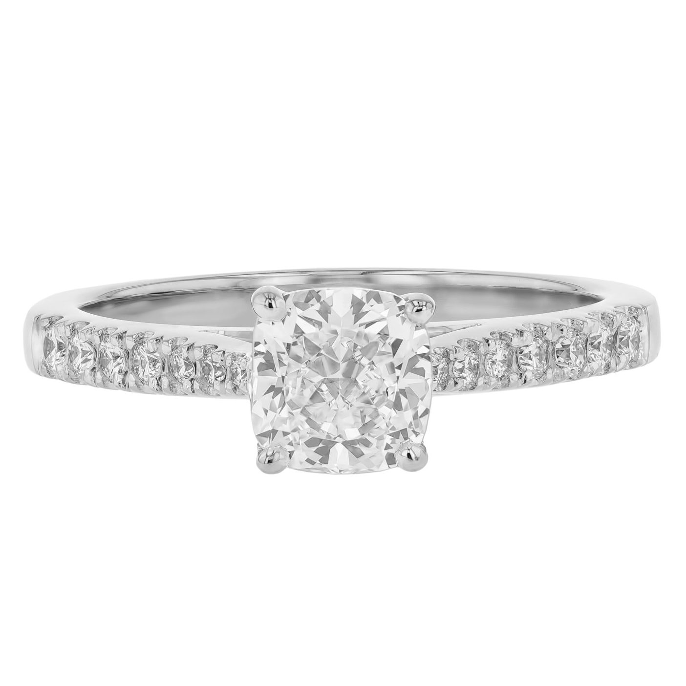 Platinum Round Diamond Ring with Claw Set Shoulders C735 | Made in ...
