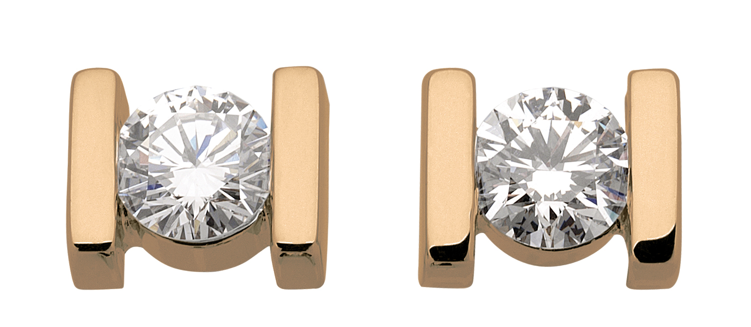 White Gold Bar Set Diamond Earrings C614 | MDT Design