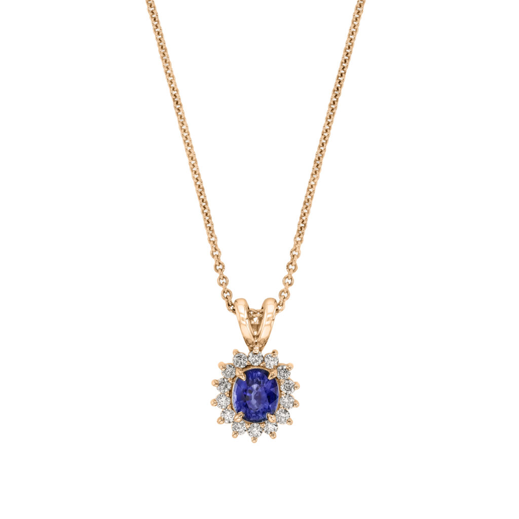 Claw Set Sapphire and Diamond Pendant Necklace - MDT Design