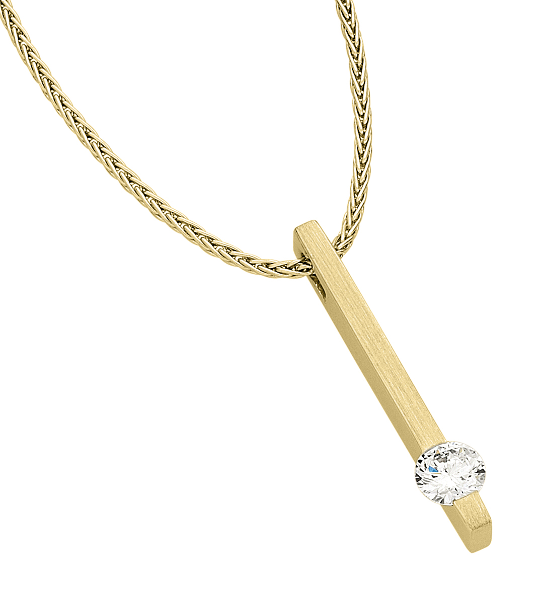 Long Bar Set Round Diamond Pendant C853 | MDT Design